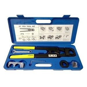 PEX Crimp Tool Kit for 1" and 1 1/4" PEX tubing.